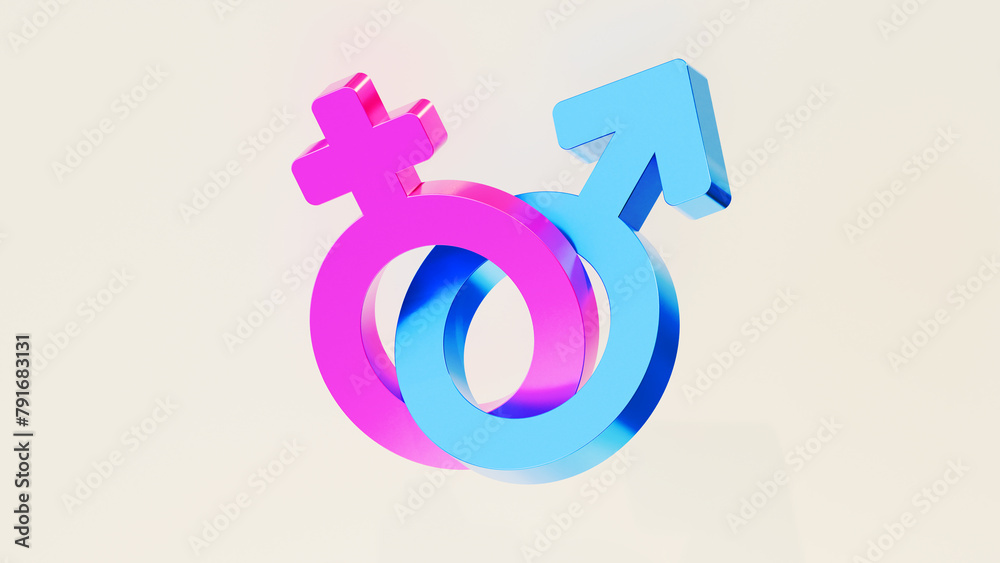 Male and female symbols isolated on a white background. Pink and Blue ...