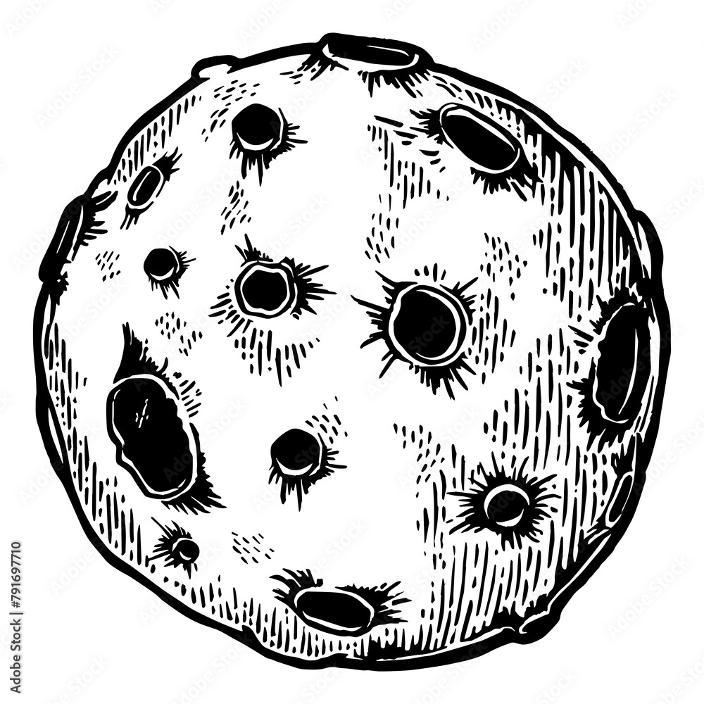 Planet with asteroid meteorite planet impact crater engraving PNG ...