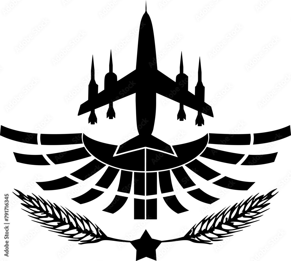 Vektor Symbol Silhouette - Luftwaffe mit Kampfjet und Flügeln - Ehre ...