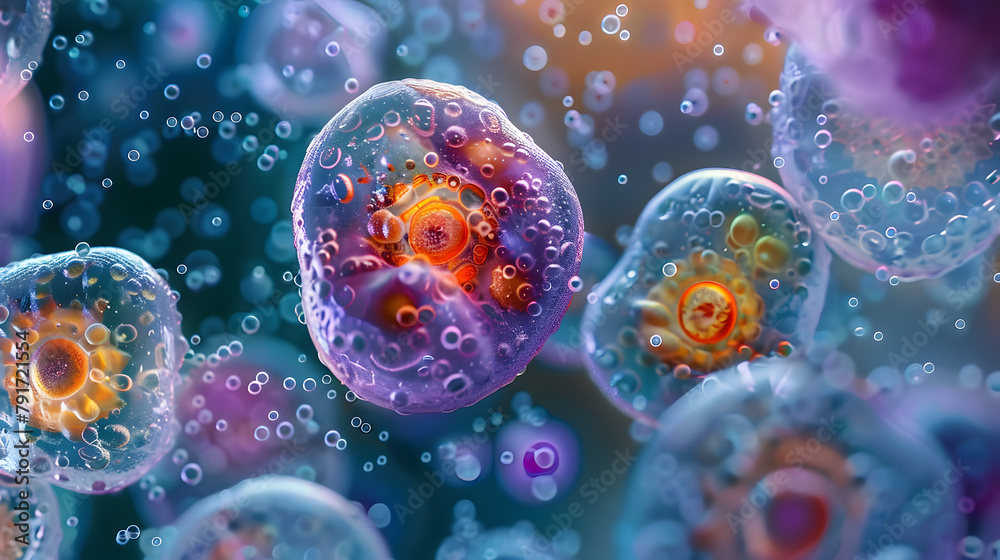 An image of euglenoids undergoing the process of binary fission where a ...