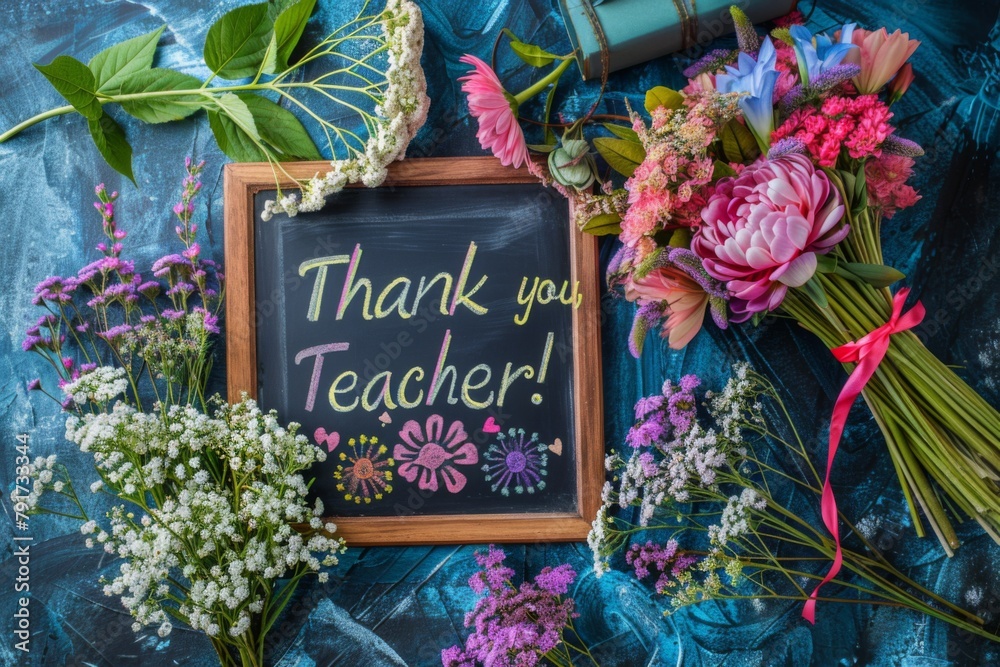 Chalkboard Tribute to Teacher with "Thank you, Teacher!" Stock Photo ...