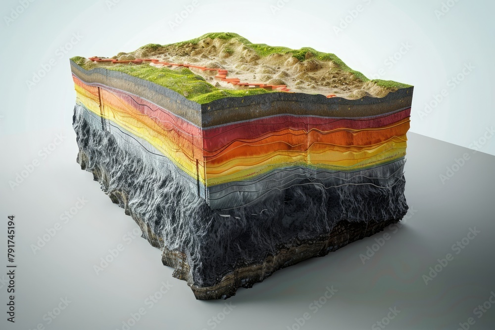 Poster Layers of the Earth's crust - isometric view on soil layers ...