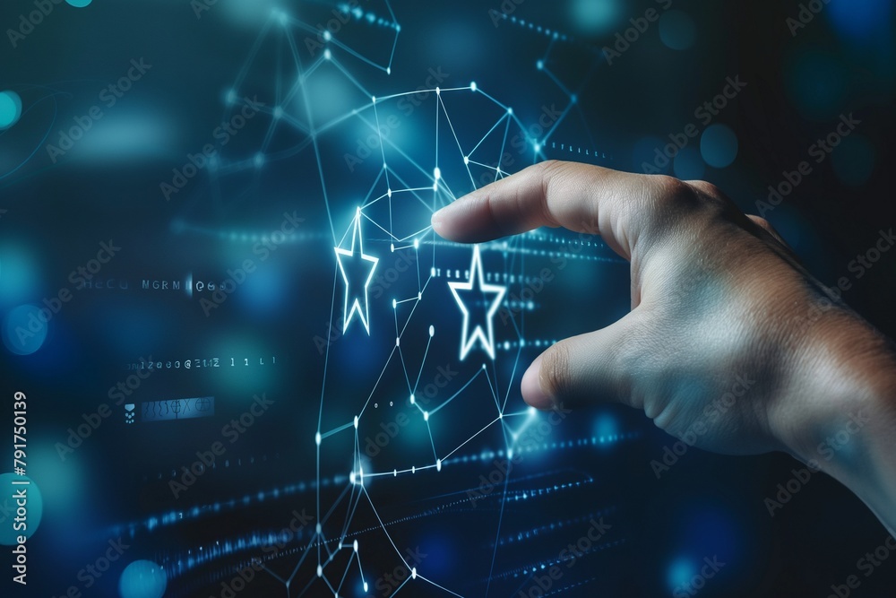 Customer review good rating concept hand pressing user, customer review ...