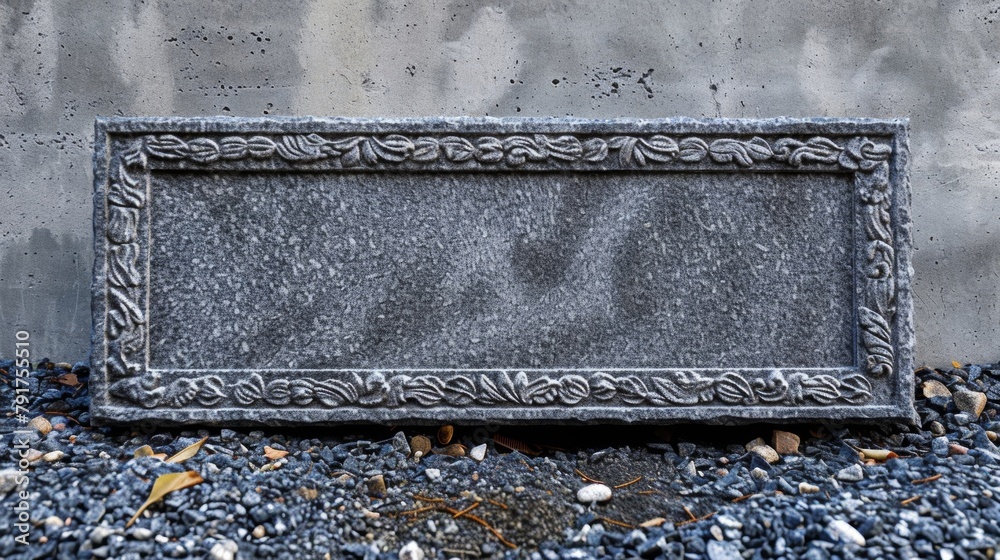 Blank mockup of a granite sculpture plaque with a simple yet elegant ...