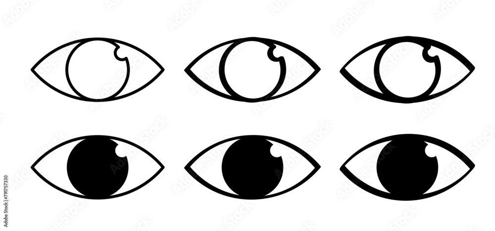 Cartoon open eye line pattern. human eye icon or logo. Smile eyes and ...