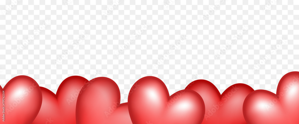 Frame or border made of 3D hearts. Vector illustration isolated on ...