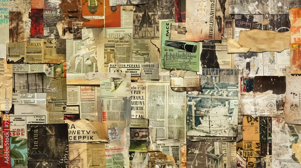 Vintage random newspaper ripped torn crumpled paper abstract grunge ...