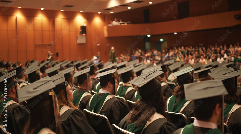 Foto de Ceremony of graduation. University graduates wearing graduation ...
