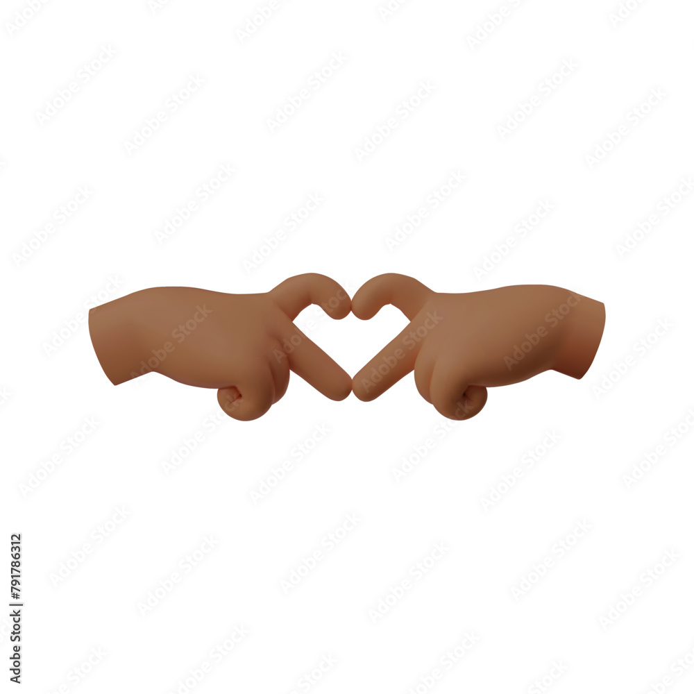 Hands making heart shape gesture with index and middle fingers 3D icon ...