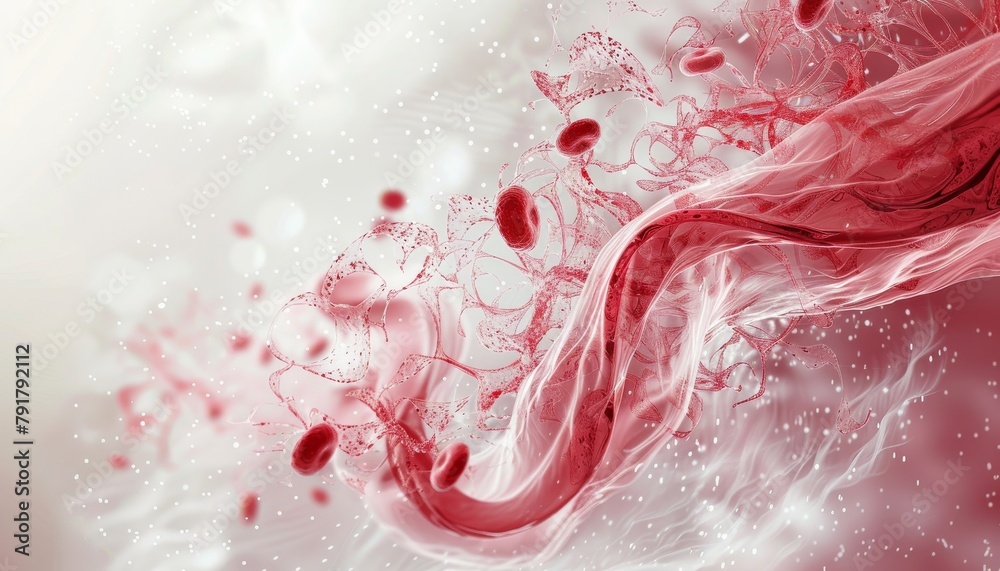 Red Blood cell 3d vein flow platelet wave of Blood cell cancer medicine ...