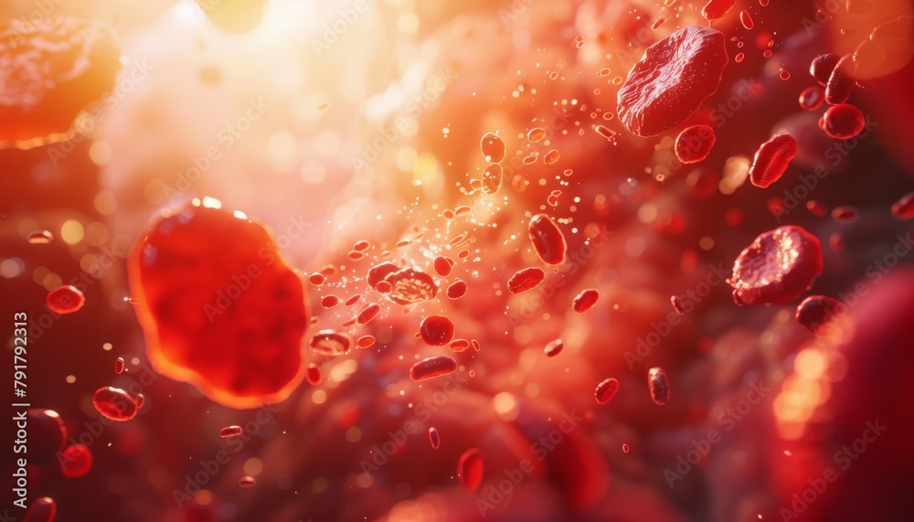 Red Blood cell 3d vein flow platelet wave of Blood cell cancer medicine ...