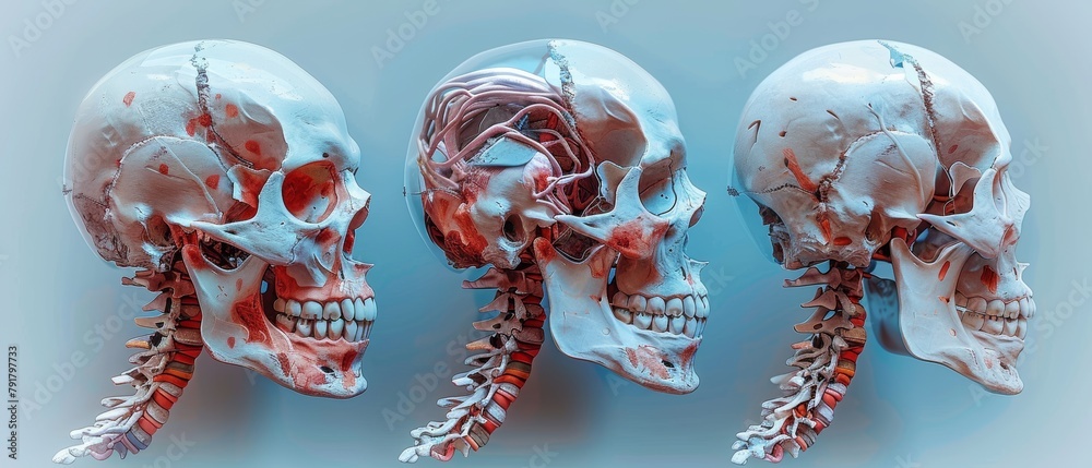 Cranium bones, skull bones, the individual bones, their salient ...