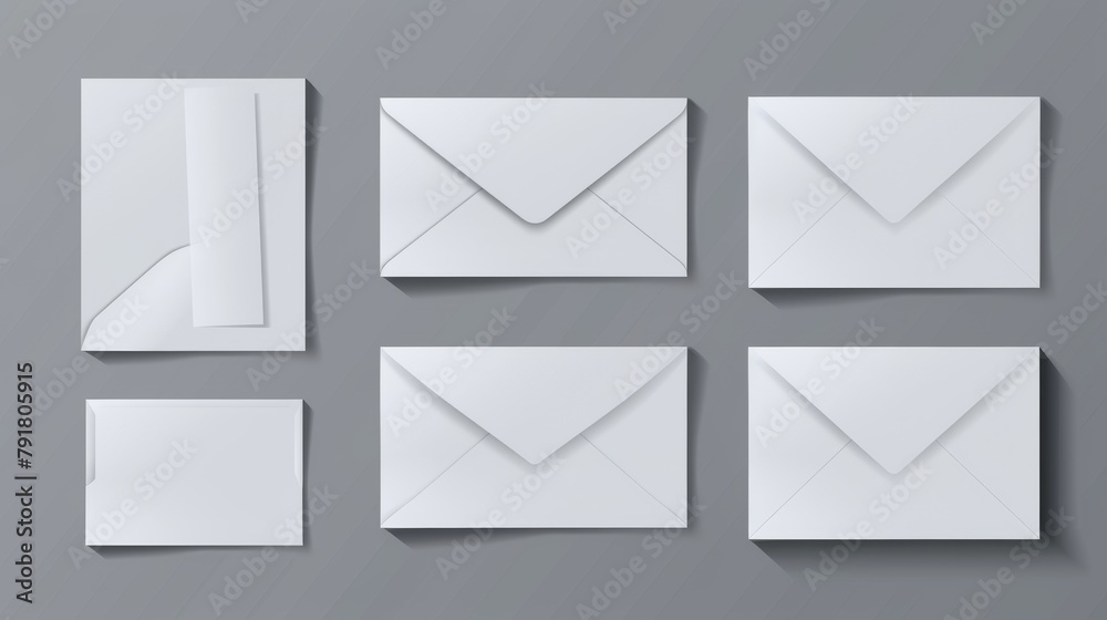 This is a modern realistic mockup of blank A4, DL, and C6 envelopes ...