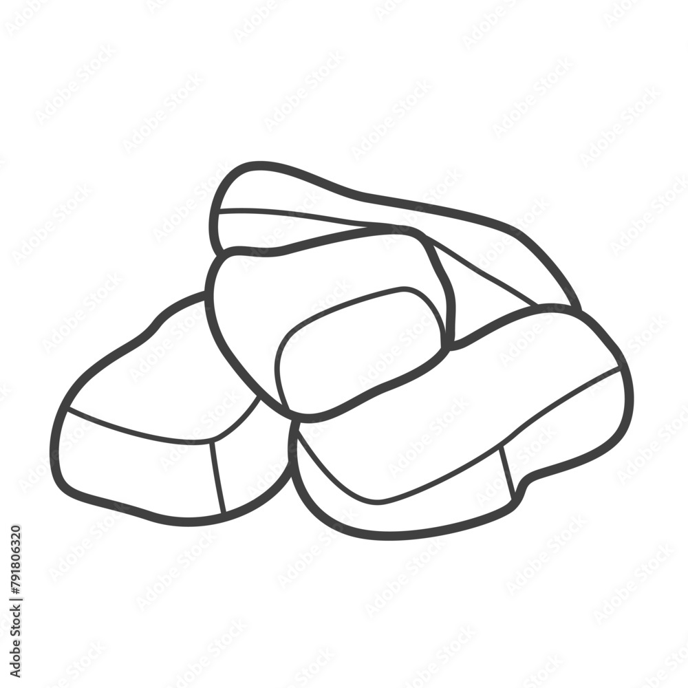 Linear icon of chicken nuggets, illustrated in a simple and clean black ...