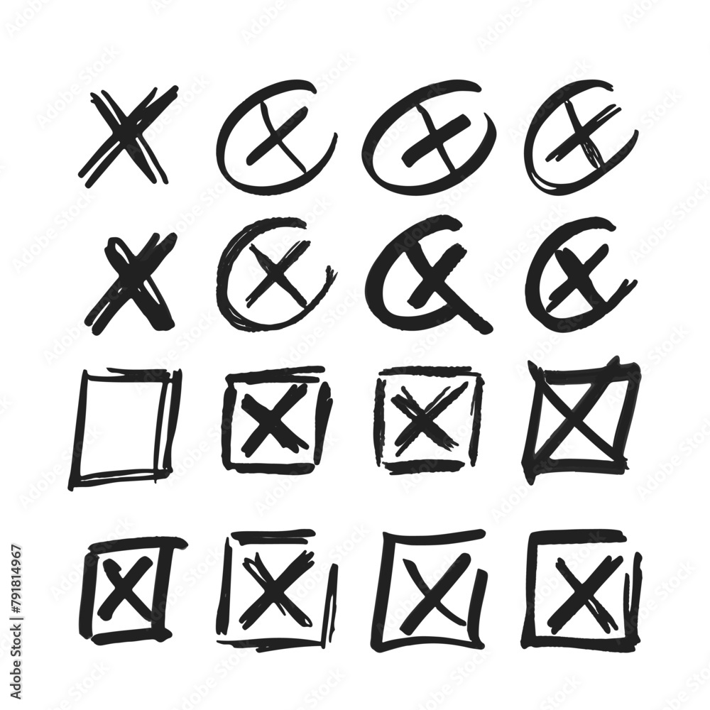 Doodle Cross Marks, Simple X Shapes Often Used To Represent Mistakes ...