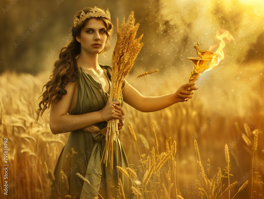 Mitologia. Demetra e i suoi simboli. Stock Photo | Adobe Stock