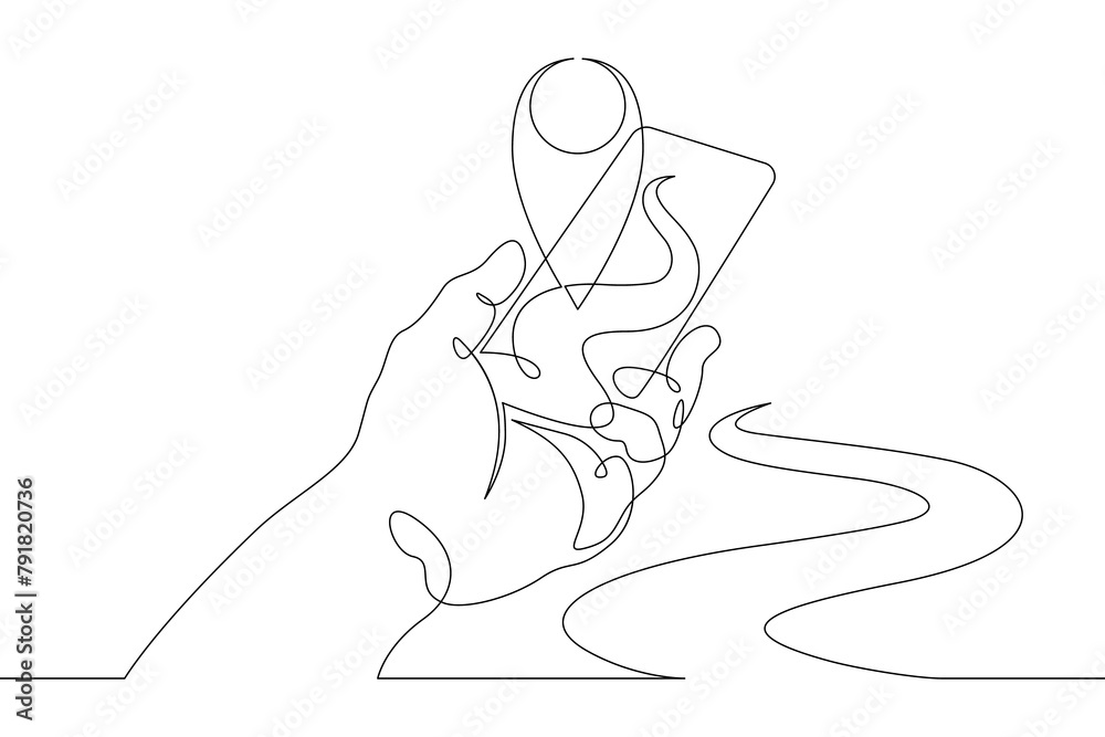 One continuous line.Augmented reality.Information about spaces in ...