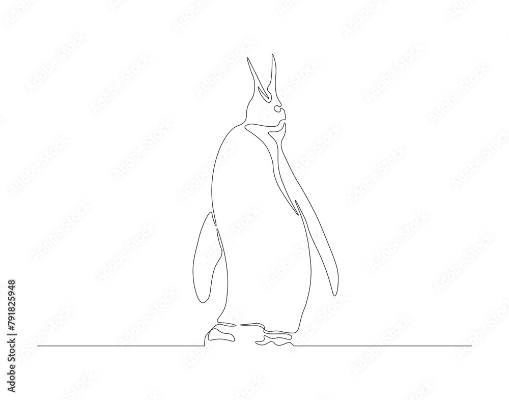 Continuous line drawing of penguin. One line of penguin. Antarctic ...