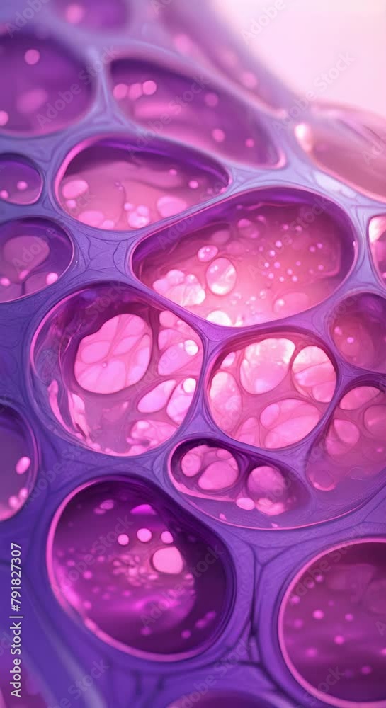 3D rendering of a purple organic structure with pink highlights. The ...