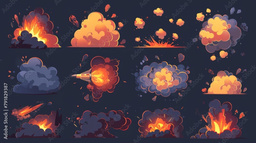 Blast effect from explosion of bomb or rocket. Modern animation sprite ...