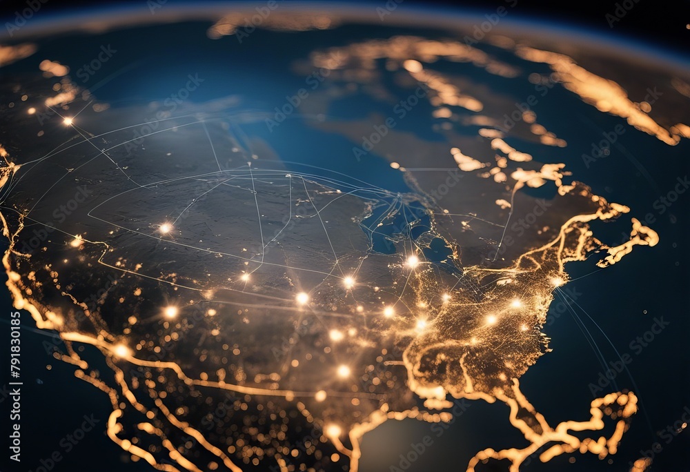 'flight detailed earth routes rendering d planet globe route transport ...
