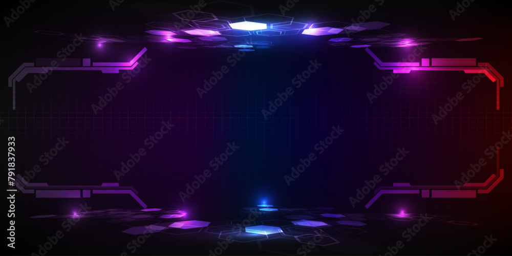 Abstract futuristic digital technology background with grid line field ...