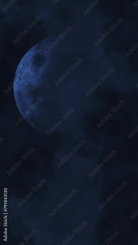 Vertical Blue Moon in a Lightning Storm 4K Loop features a dark sky ...