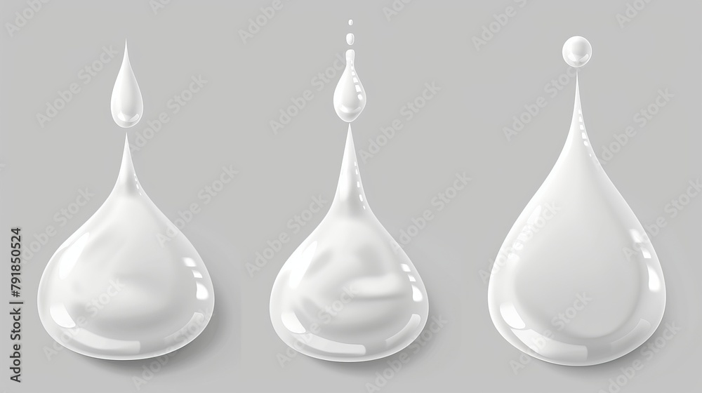 Liquid cosmetic drop of clear coconut oil closeup illustration isolated ...