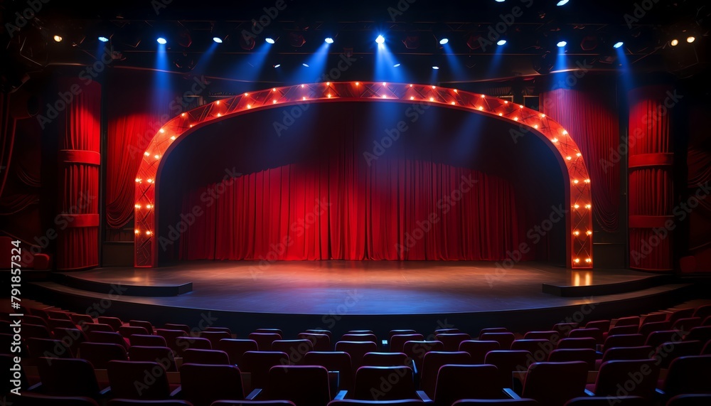 Comedy show stage with subtle flashing lights that highlight the ...