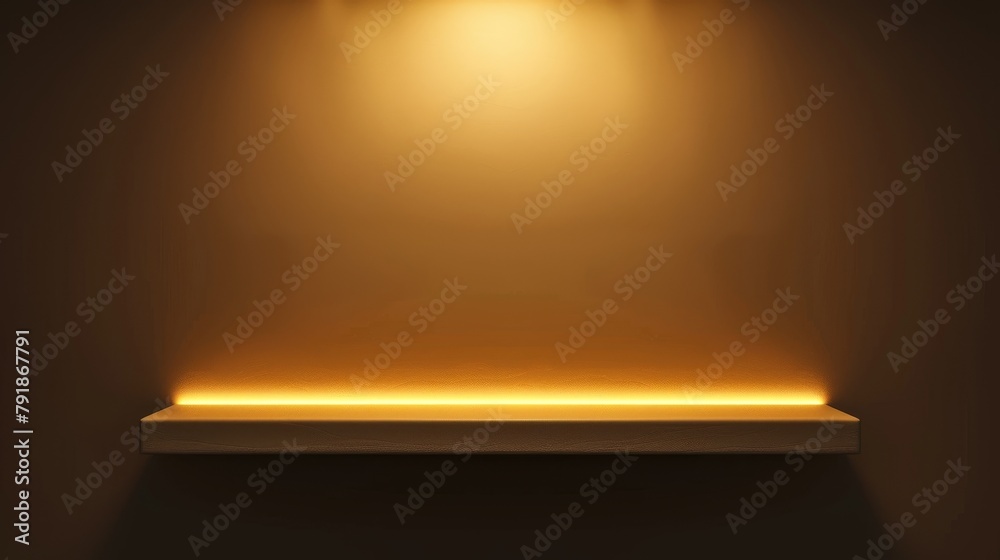 Display shelf with spotlight and shelf for products. Mockup of gallery ...