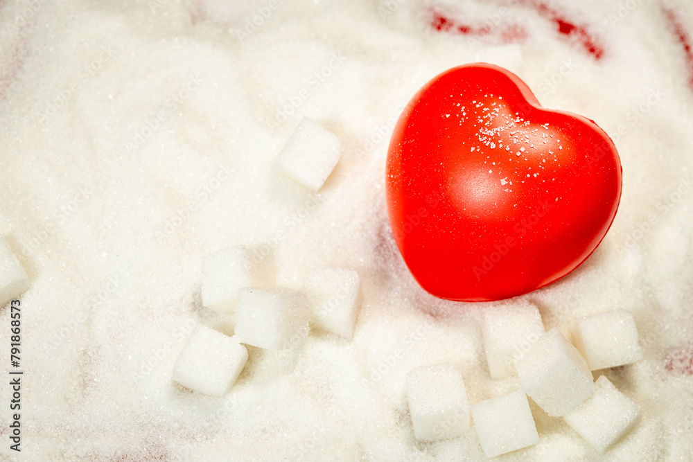negative effect of sugar on health, health concept, Heart lying among ...