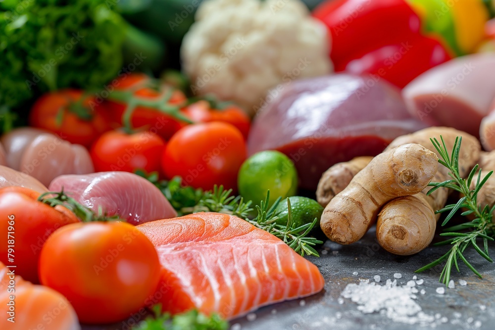 Group of healthy food for flexitarian diet closeup, healthy food ...