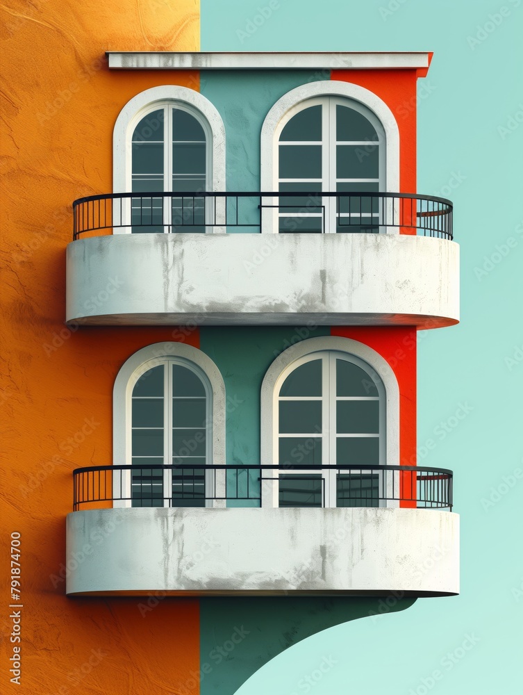 Colorful modern architecture with artistic facade: Vibrant dual-tone ... Colorful modern architecture with artistic facade: Vibrant dual-tone ...