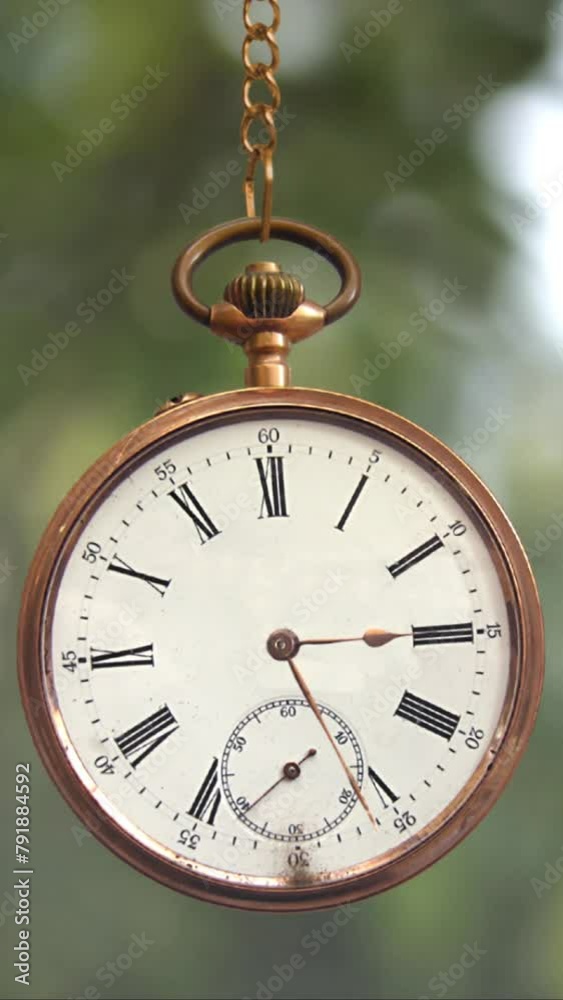 Vertical Pocket Watch on Chain Swinging 4K features a pocket watch ...