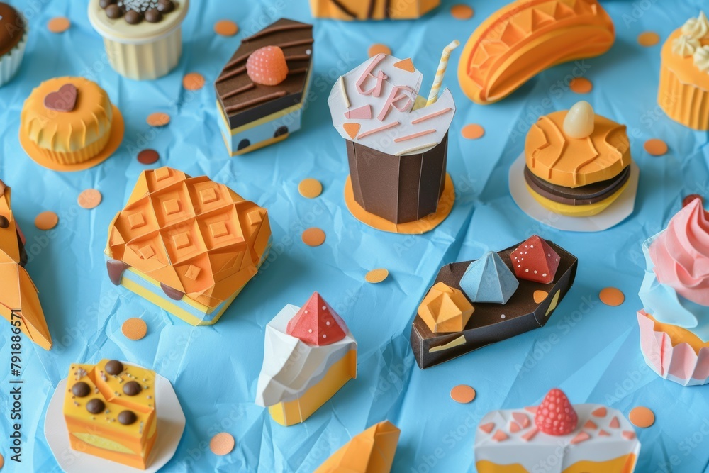 stickers of food-shaped, including bubble tea, chocolates and cakes are ...