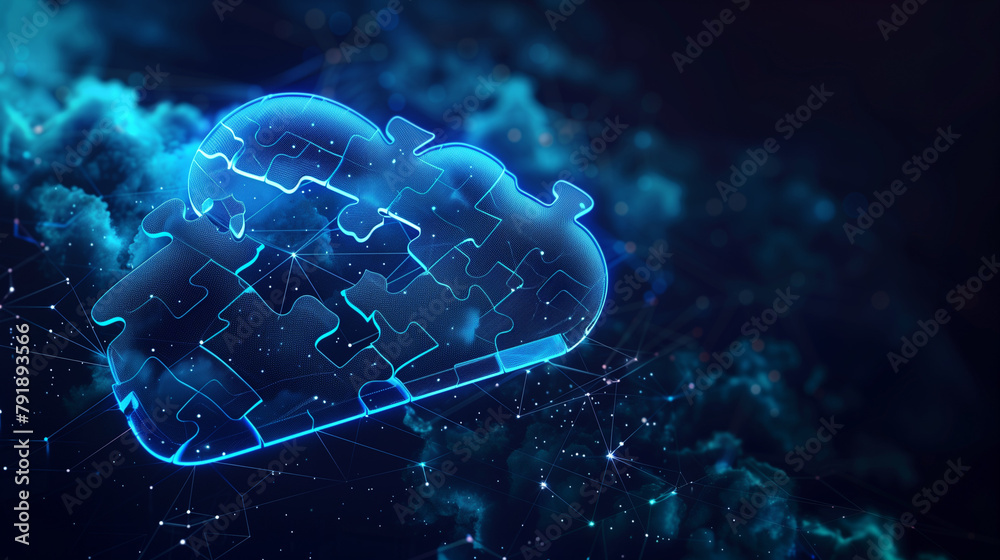 Jigsaw Puzzle database cloud service. Business infographic presentation ...