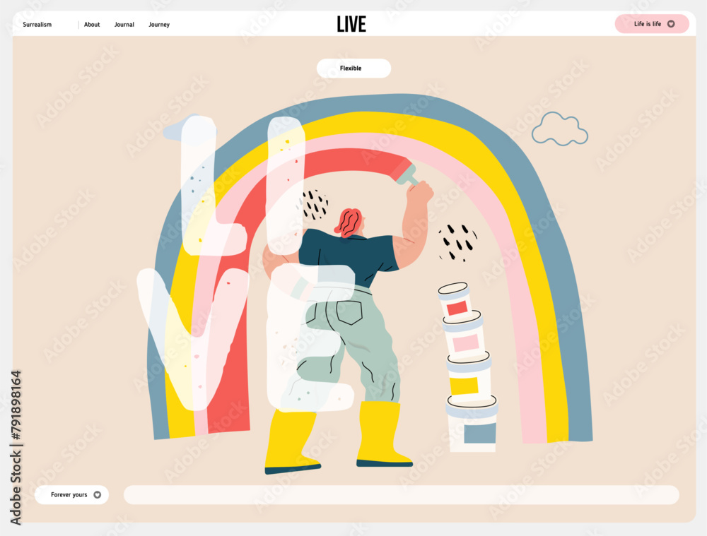 Life Unframed: Rainbow artist -modern flat vector concept illustration ...