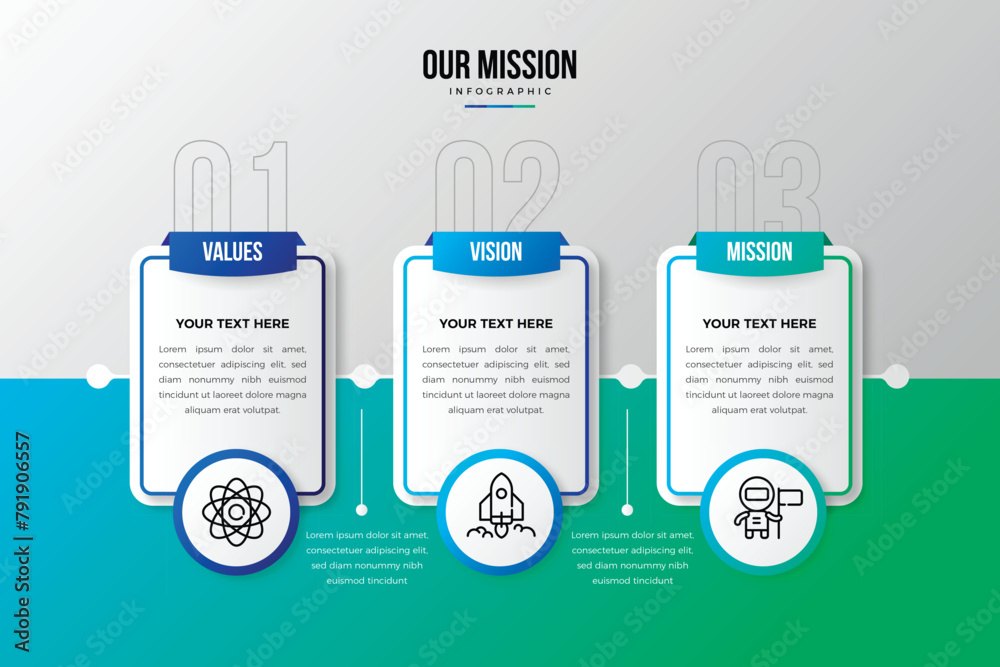 Vetor de Gradient Core values infographics. modern design template for ...
