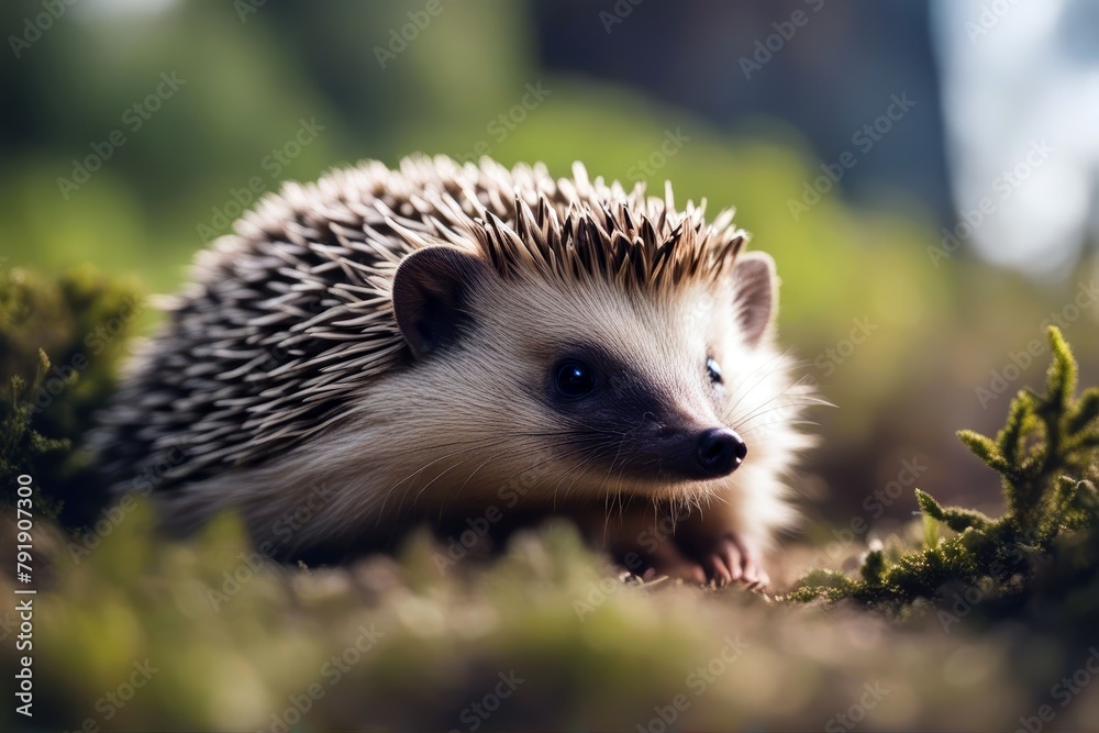 '1 months hedgehog porcupine young baby animal isolated on white spine ...