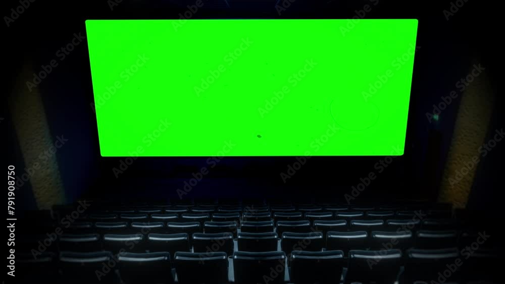 Green Screen Cinema Projection Film Texture Zoom In Empty Movie Theater ...