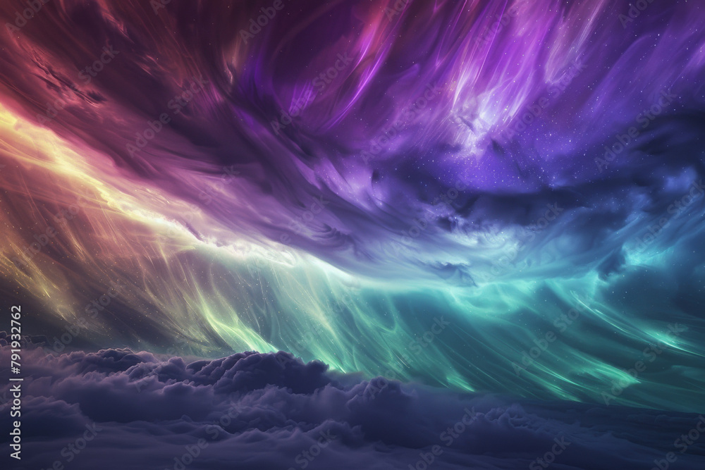 An image depicting unique atmospheric phenomena such as auroras, storms ...