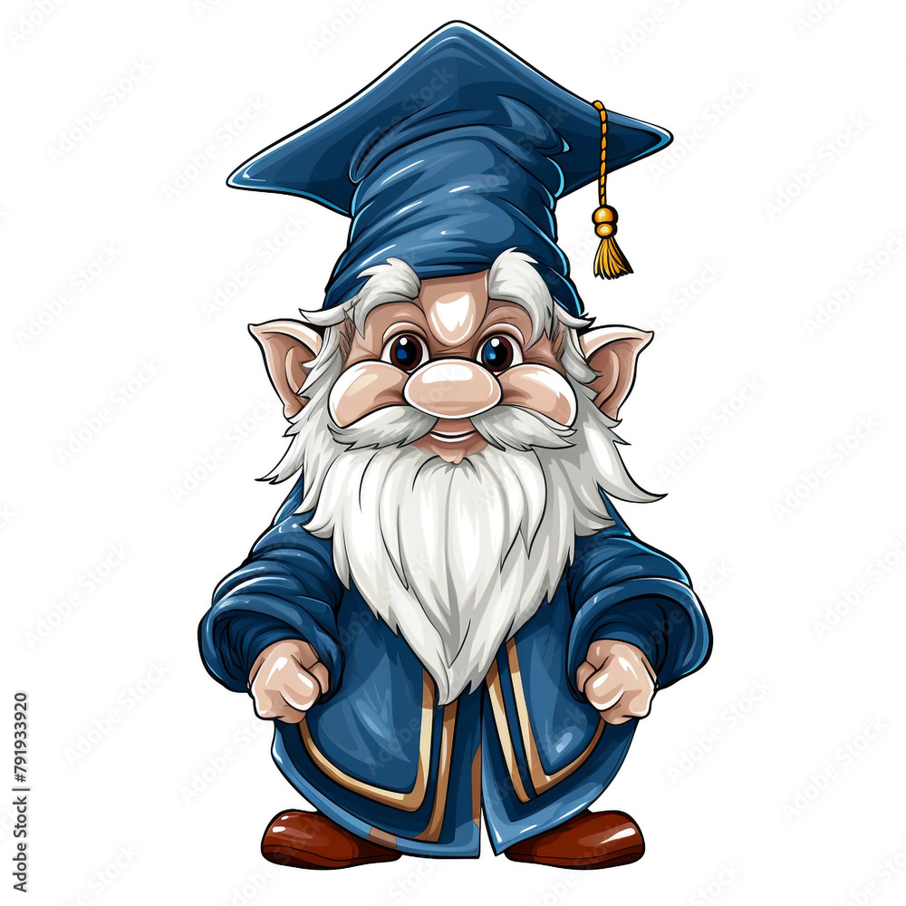 Graduation Gnome illustration with outline with white Background ...