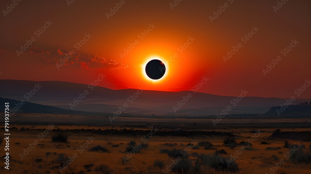 Apocalyptic dramatic image, doomsday event concept. Glowing full moon ...