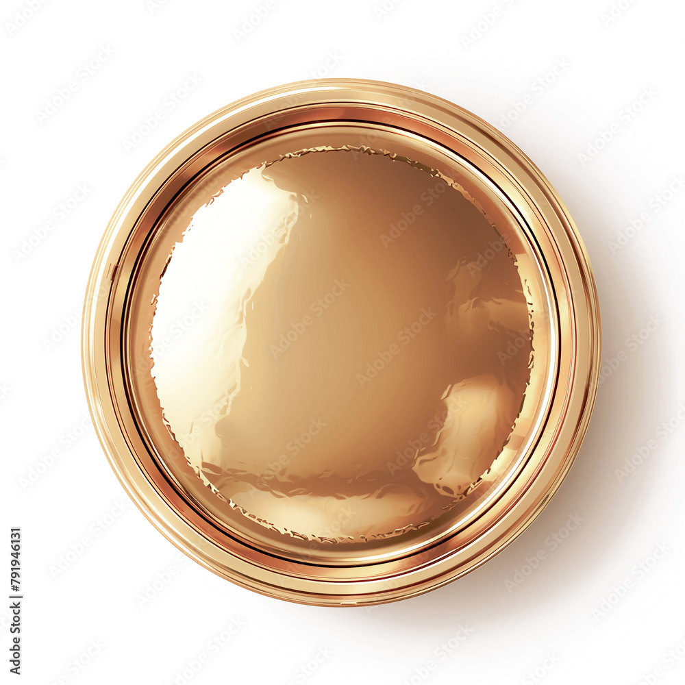 Gold box background. Top view to an open metal vintage container ...