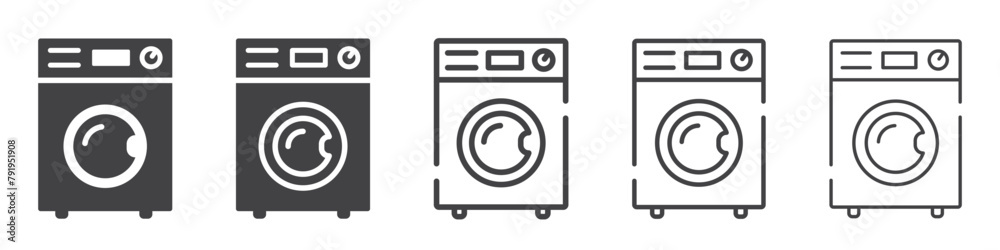 Set of washer icons. Washing machine symbol, laundry, business. Clean ...