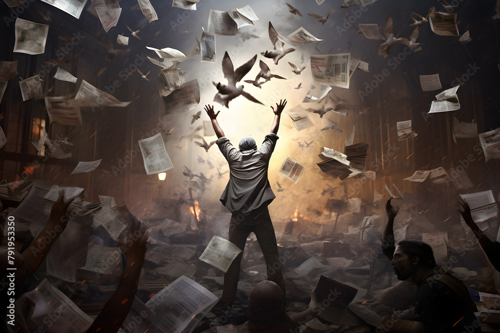 Abstract concept for expressing freedom of the press and free speech ...