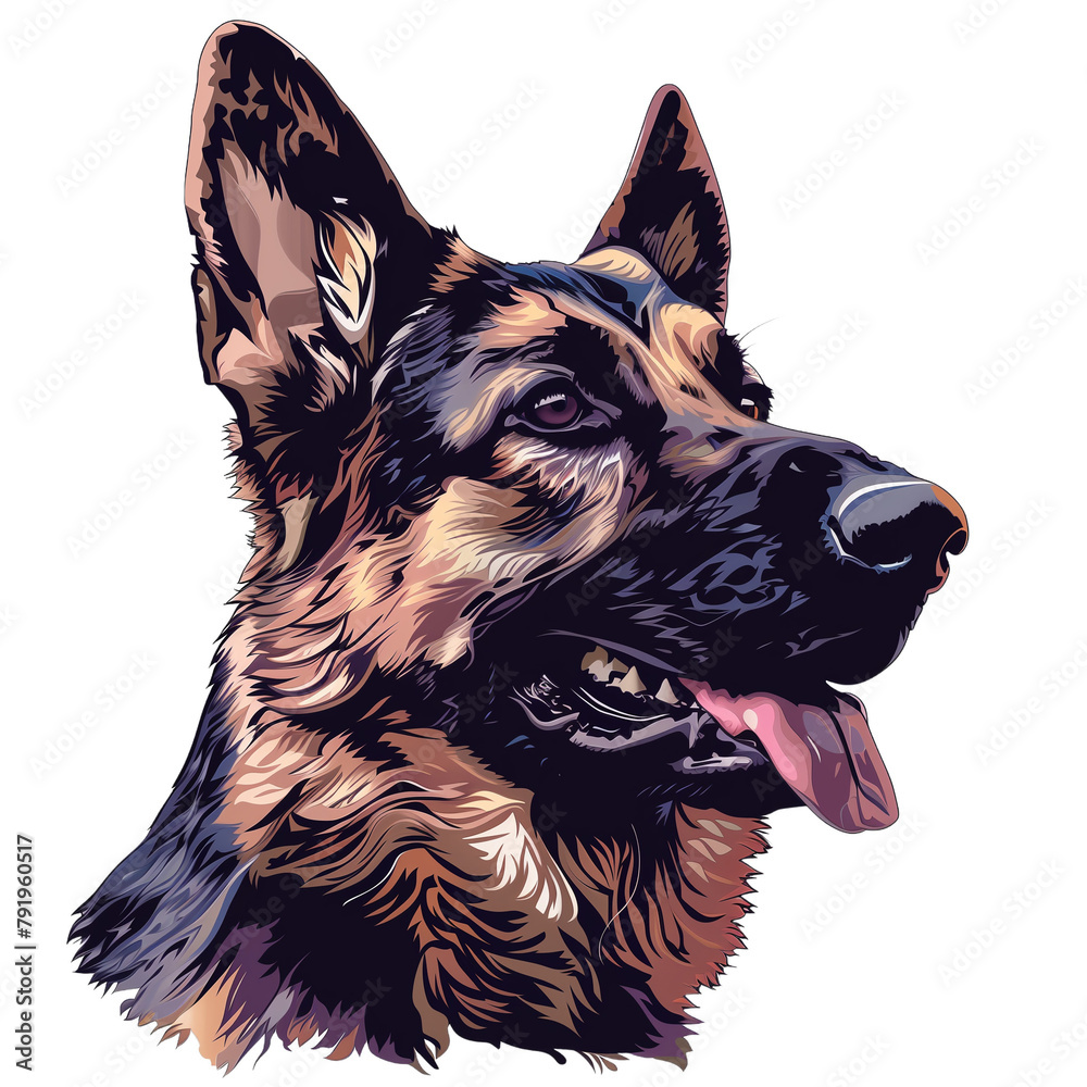 beautiful portrait of a german shepherd, isolated on a transparant ...