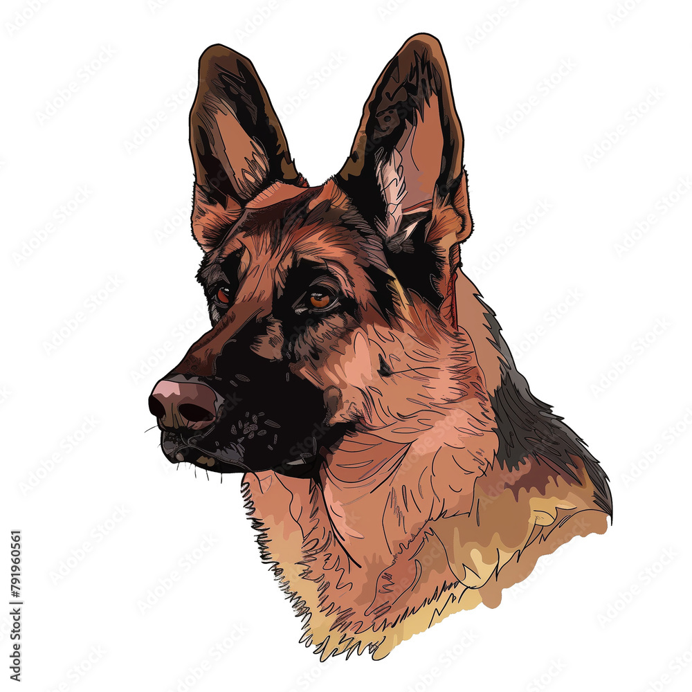 beautiful portrait of a german shepherd, isolated on a transparant ...