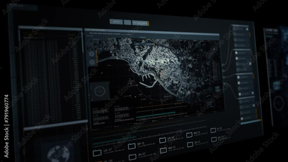 Modern Military Location Scan Software Interface Searching Targets On ...