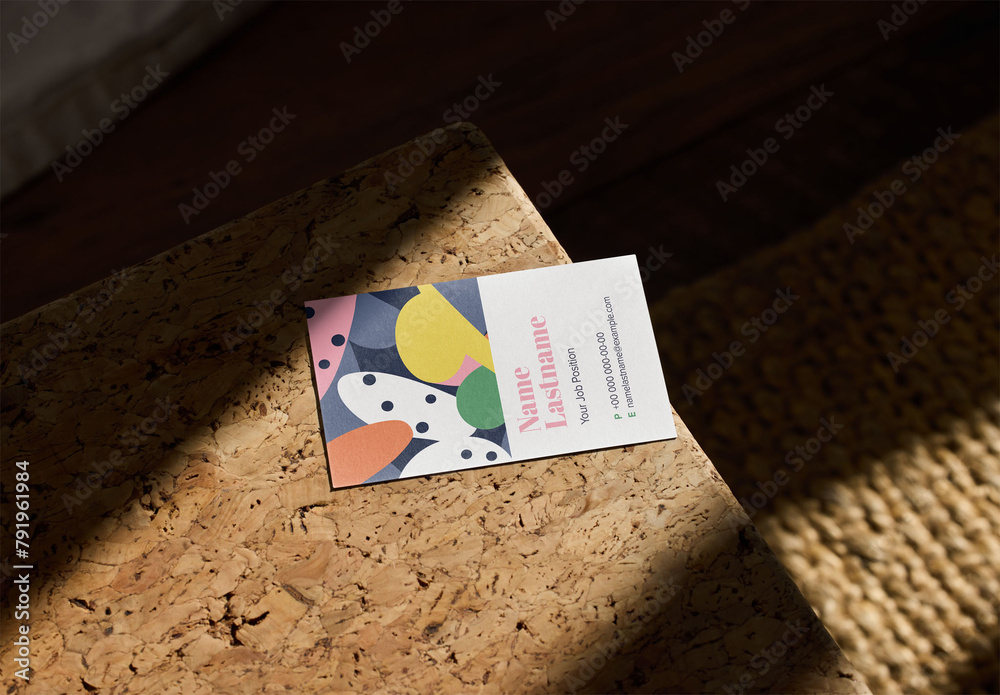 Mockup of customizable European business card Stock Template | Adobe Stock